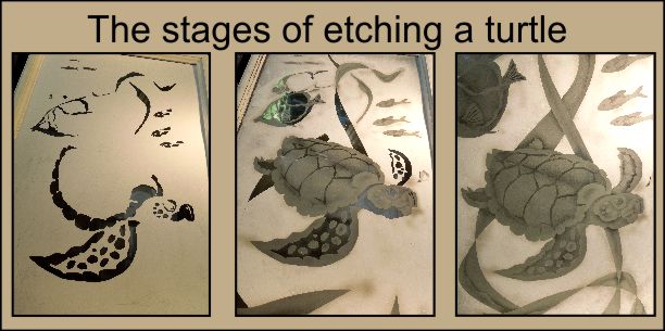 Etched Coastal Theme On Hurricane Impact Glass Door Insert